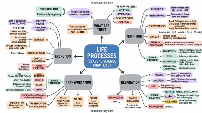Life Processes Class 10 Notes and Mind Map (Free PDF Download ...